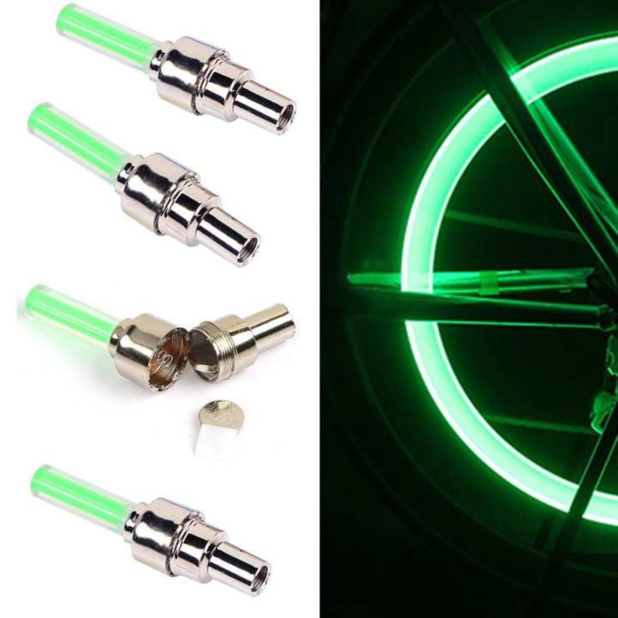2 Pcs LED Flash Waterproof Car Accessories Wheel Tyre Tire Valve Caps ...