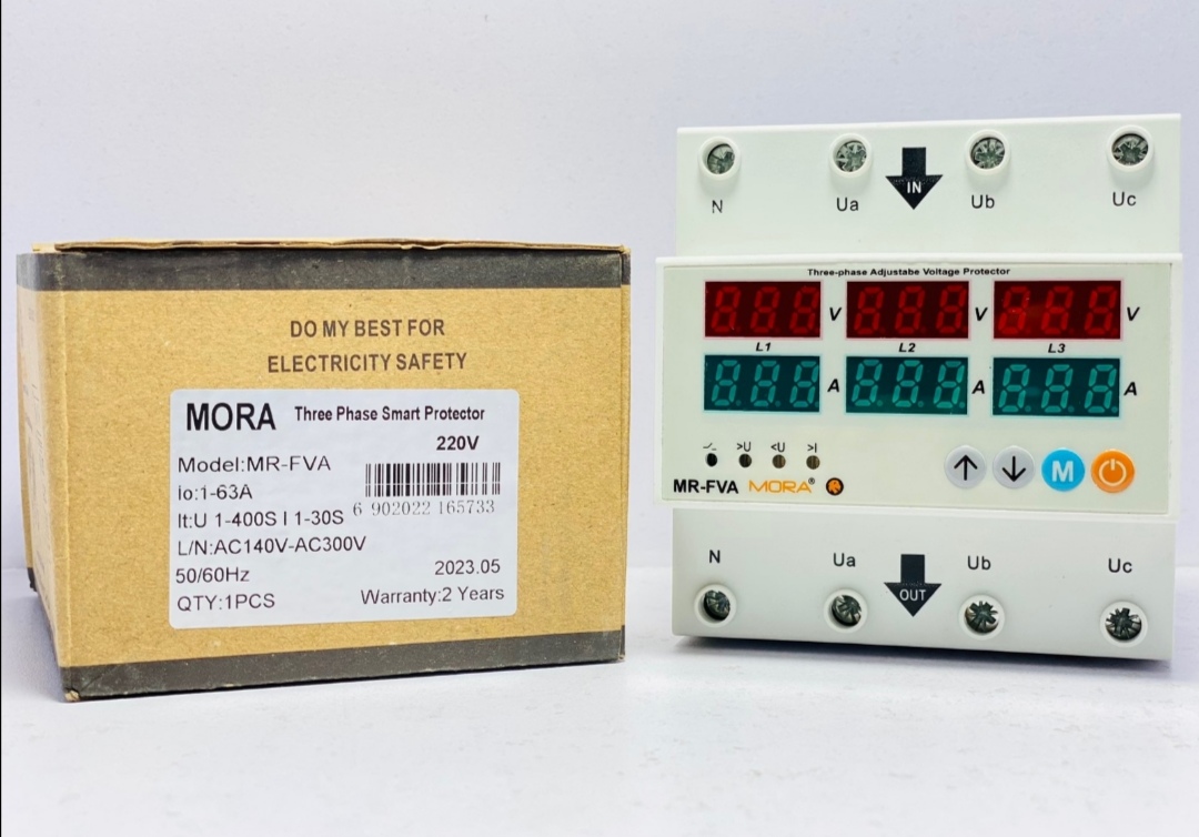 MORA 3PHASE 63A UNDER OVER VOLTAGE AND CURRENT PROTECTOR | Daraz.pk