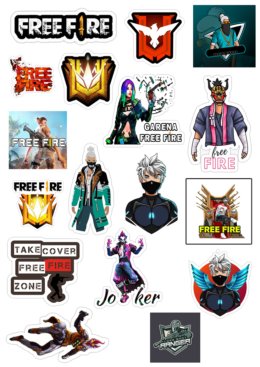 sticker Pack Freefire Game laptop mobile water bottles guitar fridge ...