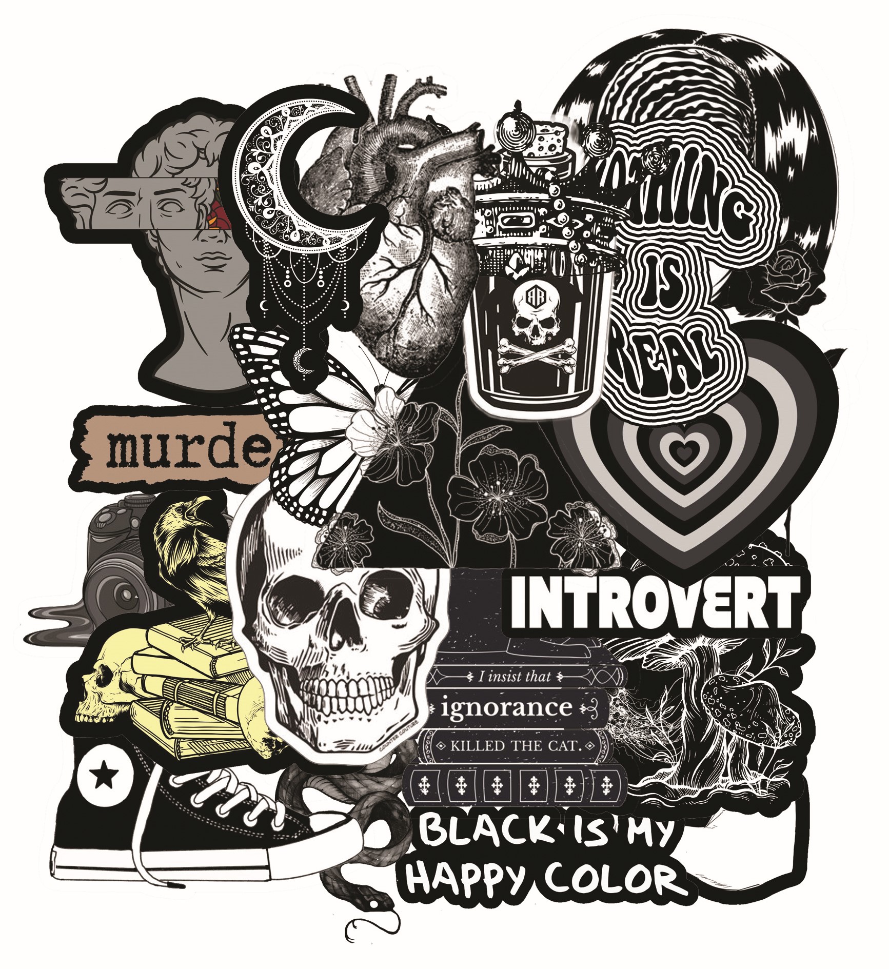 Multiple Dark Black Stickers Of Your Choice Available in Single, Pack ...