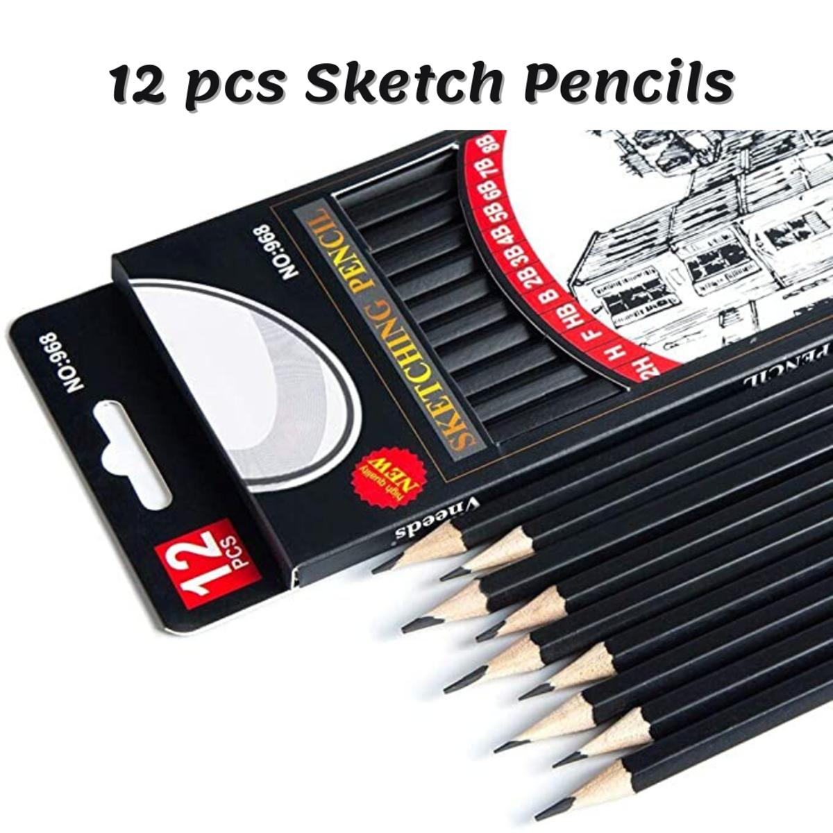 12 Professional Sketch and Drawing Pencils - Art Pencils - Drawing ...
