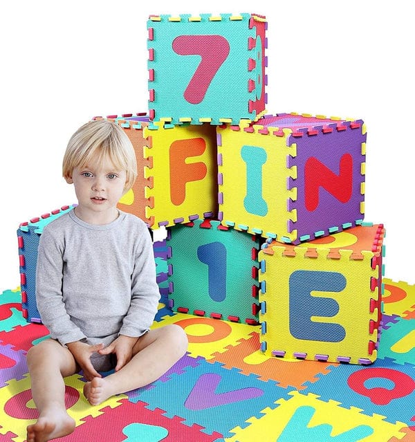 Premium ABC Alphabet Foam Puzzle Mat for Kids, Interlocking Learning ...