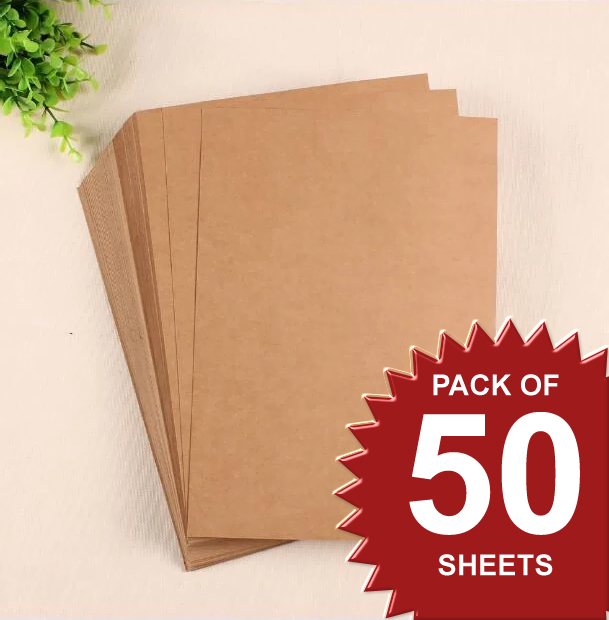 A4 Size (9X11.5) Inches Thick Brown Craft Paper Sheets Pack of 20/50 ...
