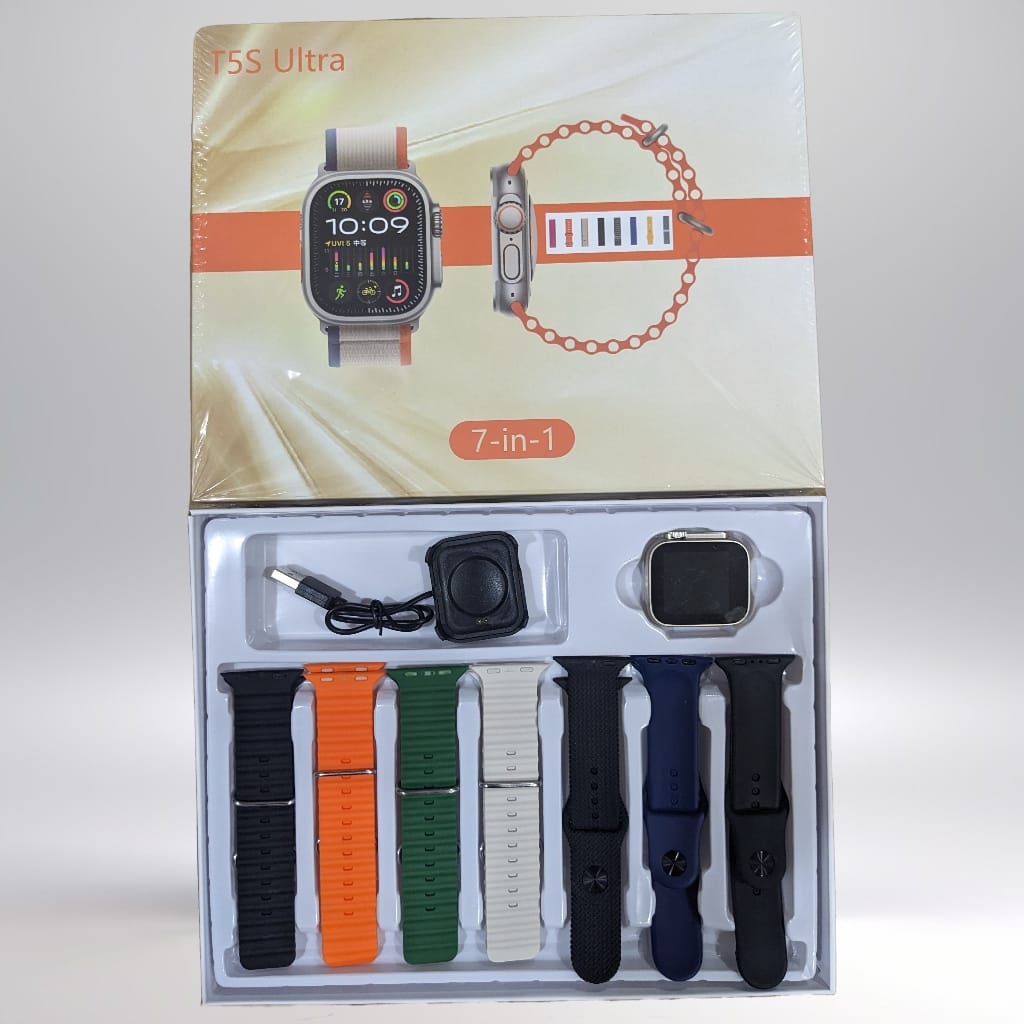 T5S smart watch with 7 Different straps in rendom colour | 42mm Big HD ...