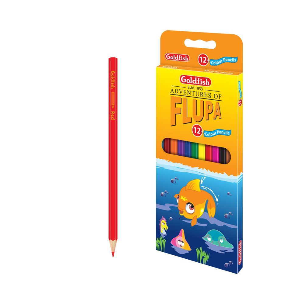 Goldfish Flupa Color Pencil - Pack of 12 Colors Full Size in Cardboard ...