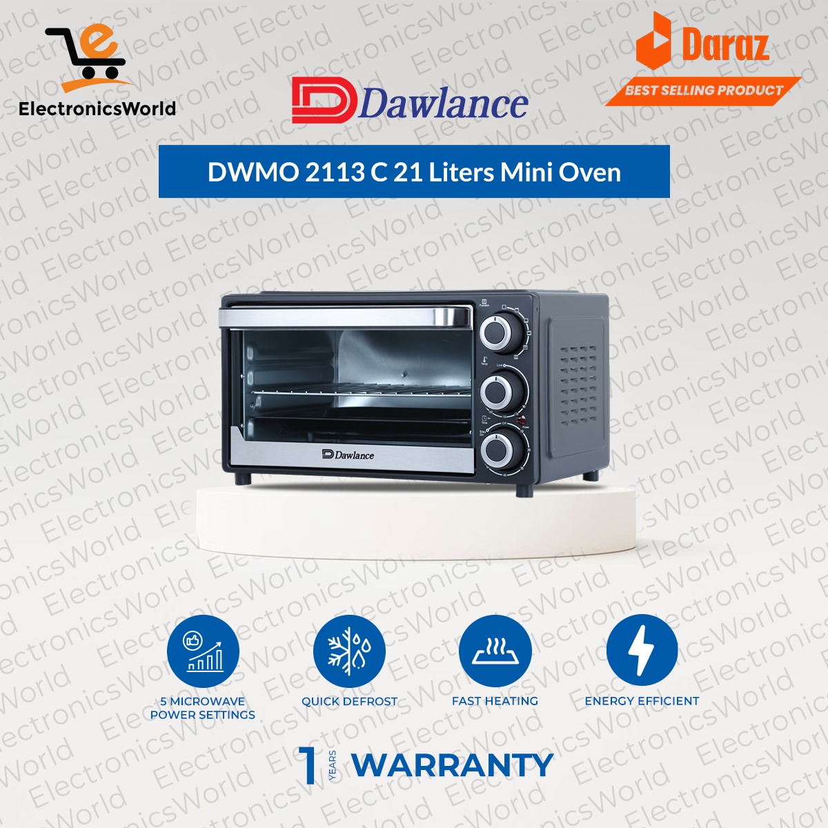 Dawlance Oven | DWMO 2113 C Mini Oven | Main Cavity Cooking Functions 5 | Gross Volume 21 Liters ...