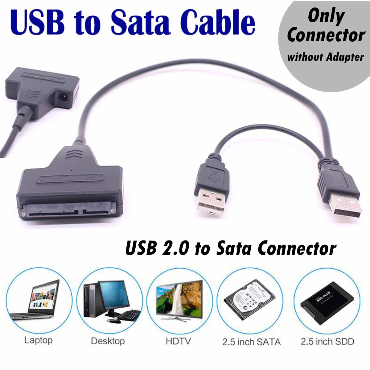 Dual USB Sata Cable USB To Sata Adapter Suport 2.5 or 3.5 Inch External ...