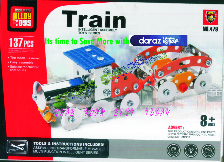 Assembly Alloy Toys TRAIN / HELICOPTER / BULLDOZER Intelligent Assembly ...