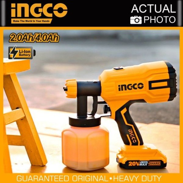 INGCO - Lithium-Ion Paint Spray machine 20v (WITH battery and charger ...