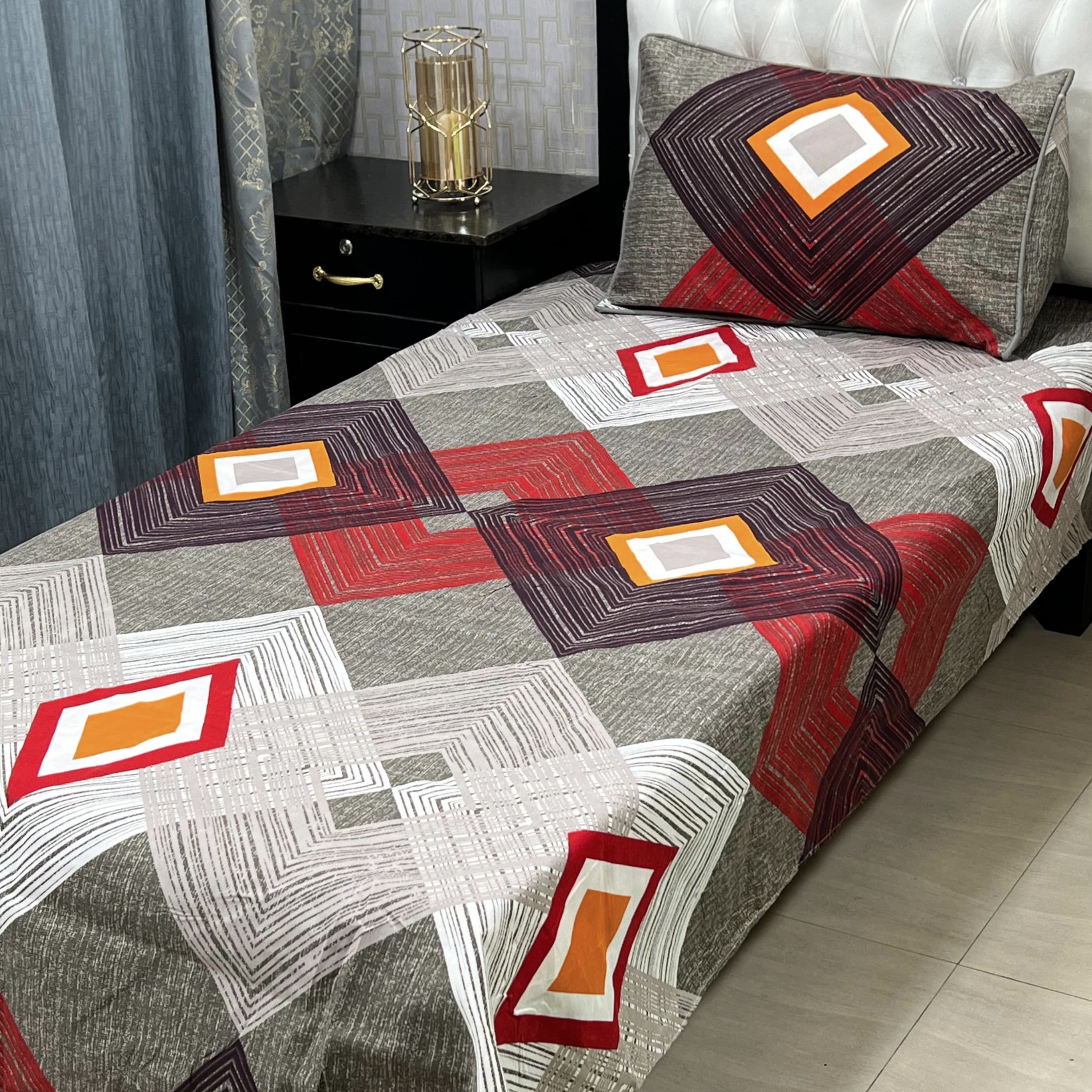 Cotton Crystal Single Bed Sheet Set-1 bed sheet 1 pillow cover | Daraz.pk