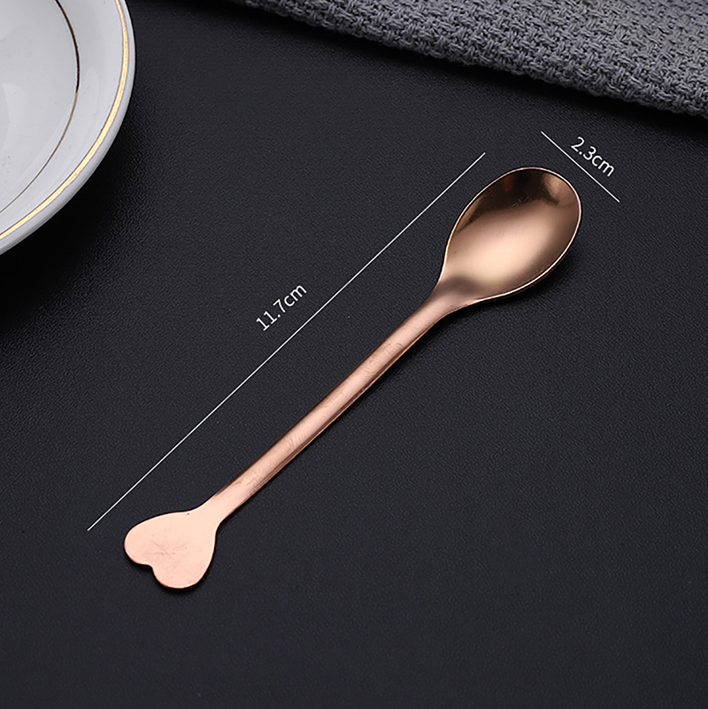 2pcs Stainless Steel Love Handle Shaped Coffee Spoon Teaspoon Children ...