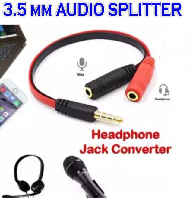Y Splitter Cable 1 Male to 2 Female with Separate Headset/MicrophoNE ...