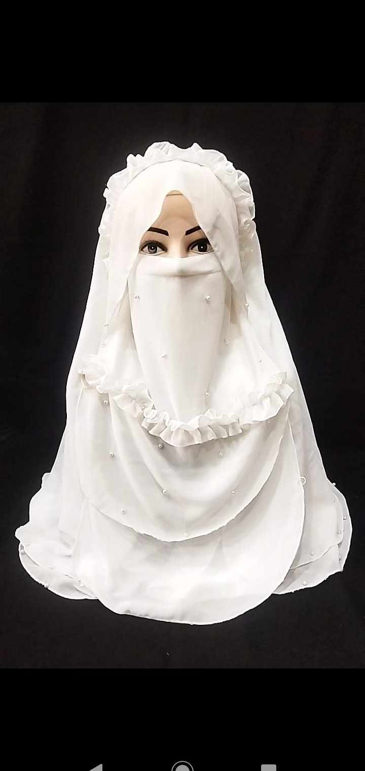 White Fairy Crown Beautiful Hijab With Naqab | Daraz.pk