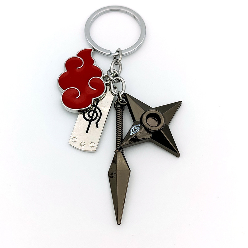 Fashion Cartoon Anime Keychain Red Cloud Ninja Kunai Keyring Hokage ...