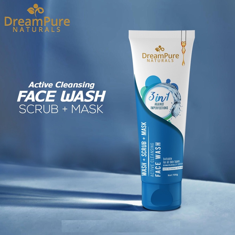 3 In 1 Active Cleansing Face Wash + Scrub + Mask (100g) | Daraz.pk