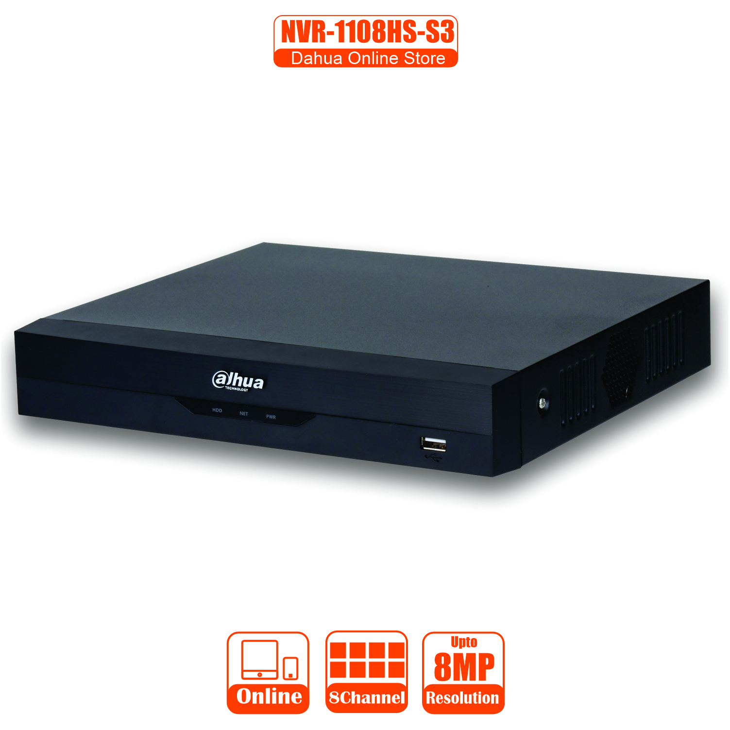 Dahua 8 channels NVR(Network Video Recorder) NVR1108-HS (8 Channels NVR, 8 Channels Network ...