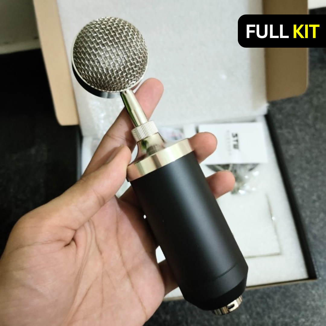 【100% METAL】 Condenser Microphone KIT with V8 SoundCard for Studio ...