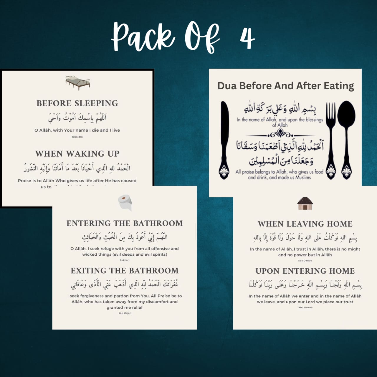 Islamic Dua Sticker Sheet – 8 Duas: Entering & Leaving Washroom, Before ...