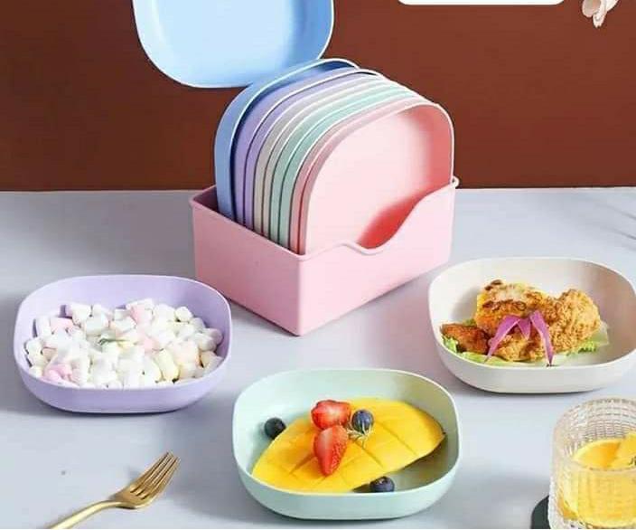 Pack Of 10 mini Plastic Plates Sett With Trey | Daraz.pk