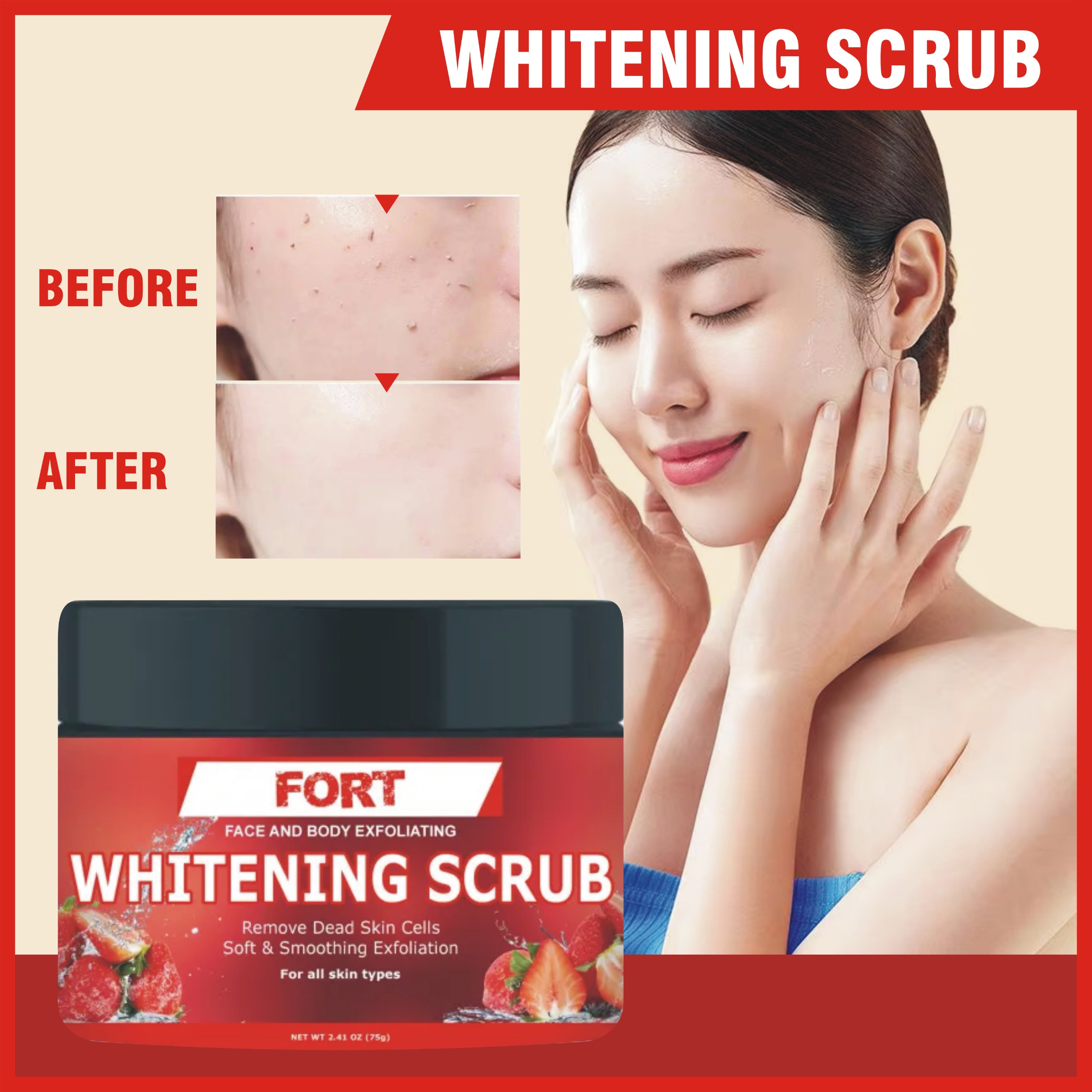 FORT FACE AND BODY EXFOLIATING WHITENING SCRUB FOR REMOVING DEAD SKIN ...