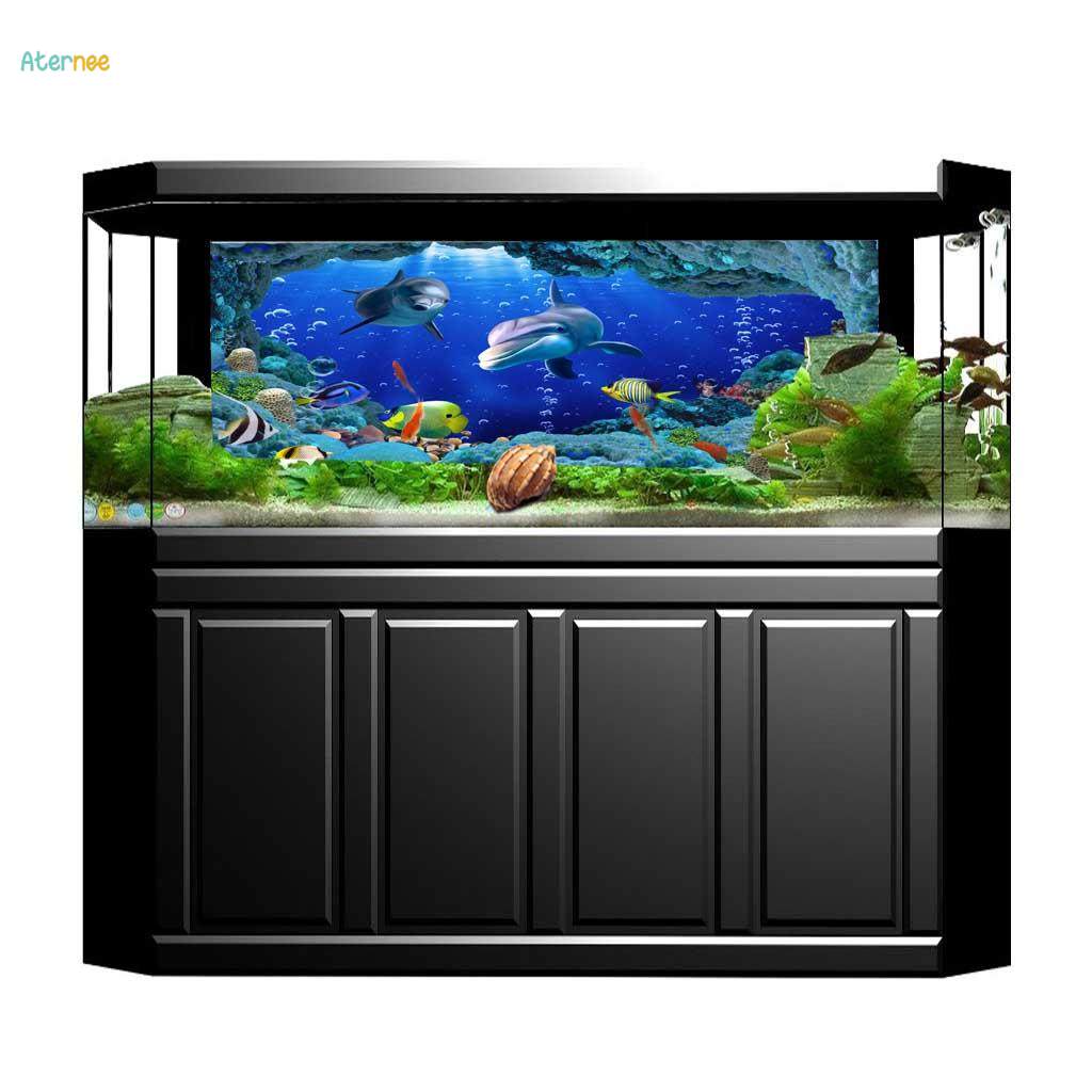 PVC Aquarium Adhesive Background Sticker Fish Tank Decor Marine World S ...