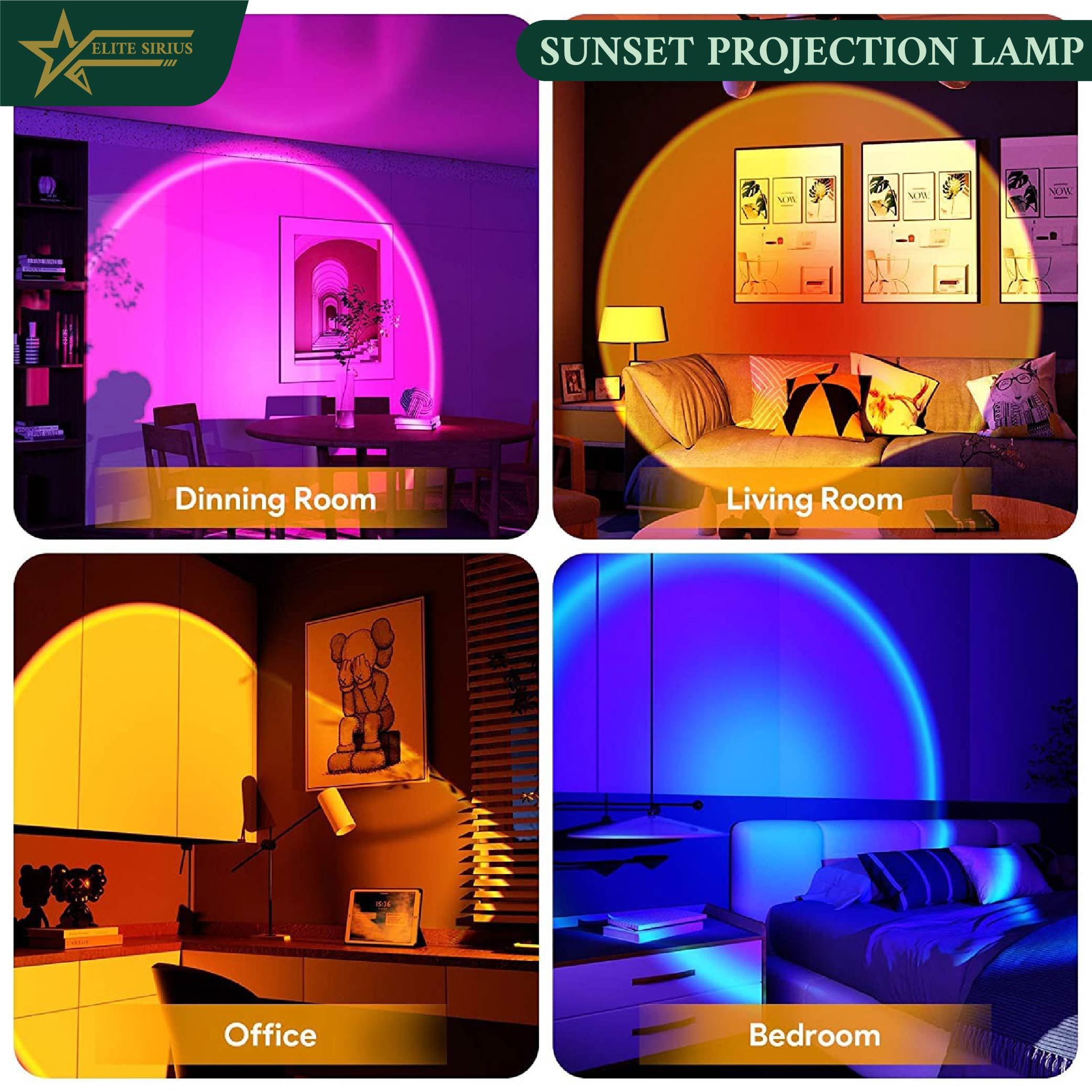 Sunset Projector Lamp, 16 Color RGB Sunset Lamp, Sunset Table Lamp ...