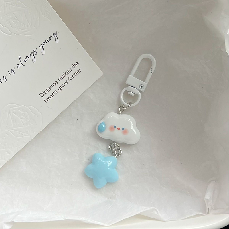 1PC Cute Cloud Blue Star Keychain for Car Keys Accessories Original ...