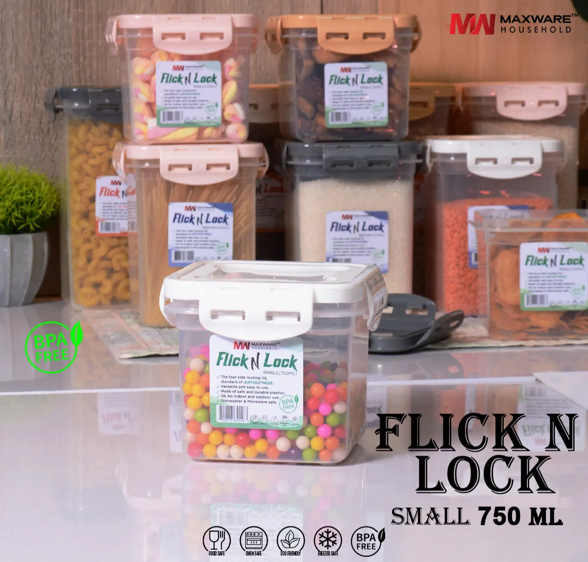 Flick N Lock Air Tight Jar – Small (750ml), Medium (1200ml), Large ...