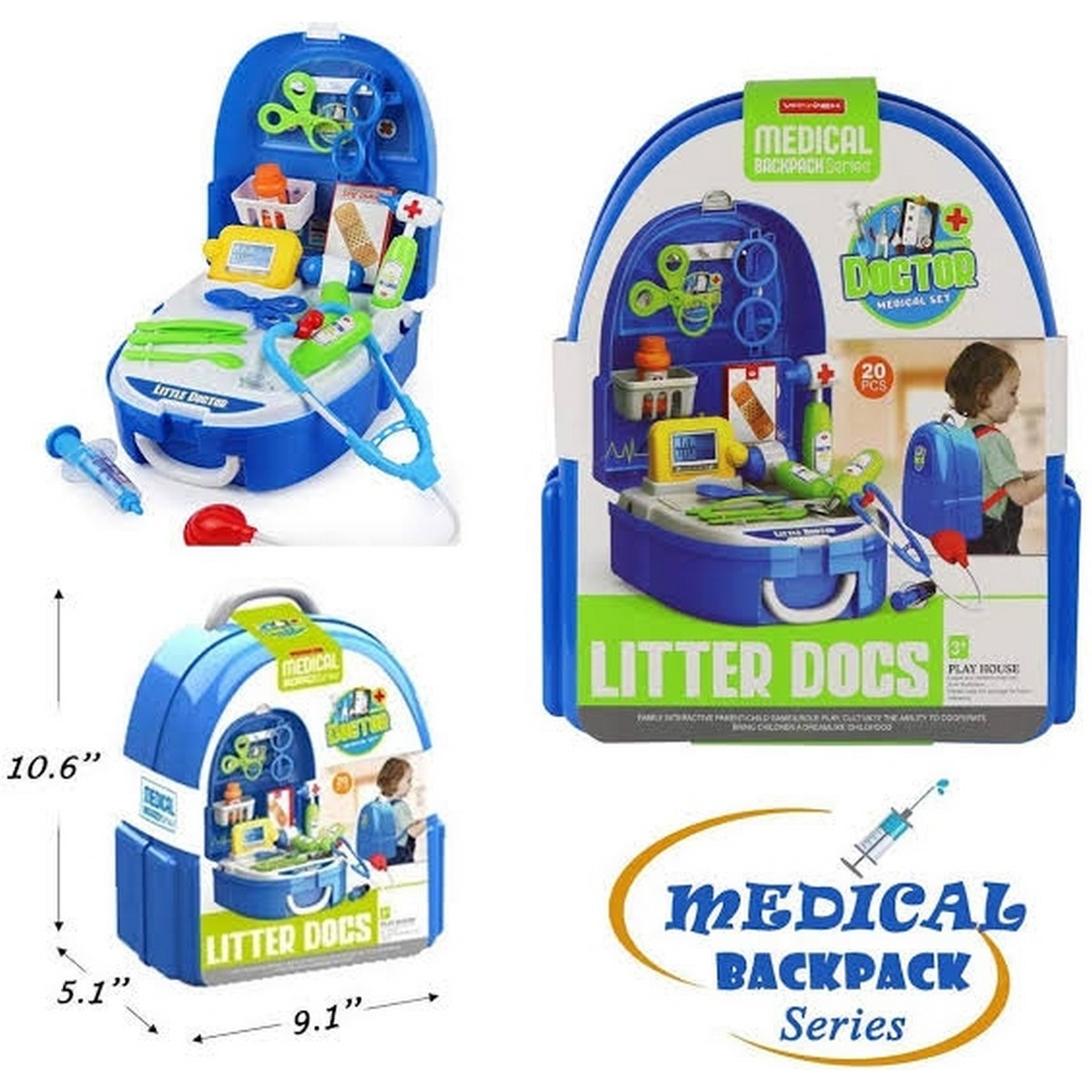 Hanging Doctor Set for Kids - 20 Piece Medical Backpack Series Doctor ...