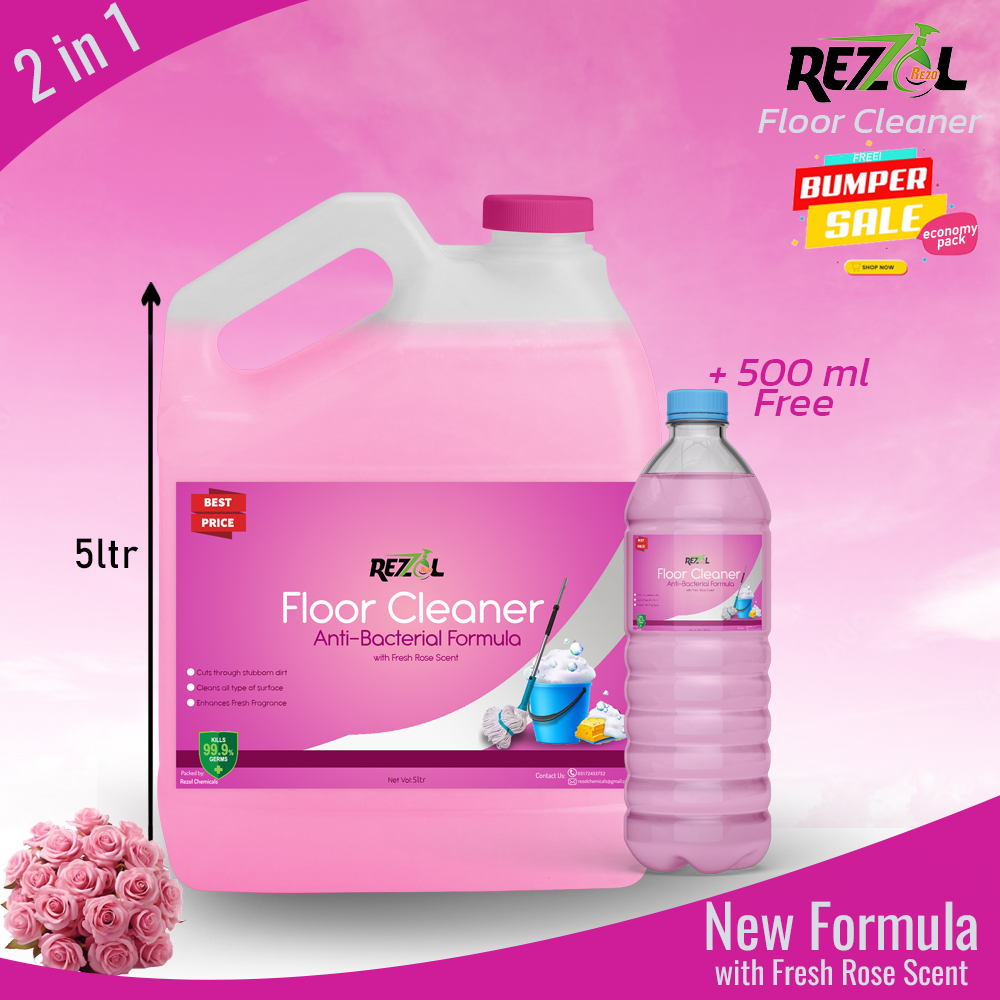 Rezol Multipurpose Floor Cleaner & Disinfectant (Rose Fragrance) 5L ...
