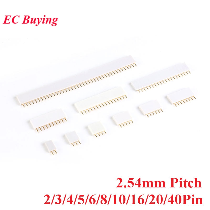 10pcs 2.54mm Pitch Single Row Female Pin Straight Female Header Connector Socket 1X2/3/4/5/6/8 ...