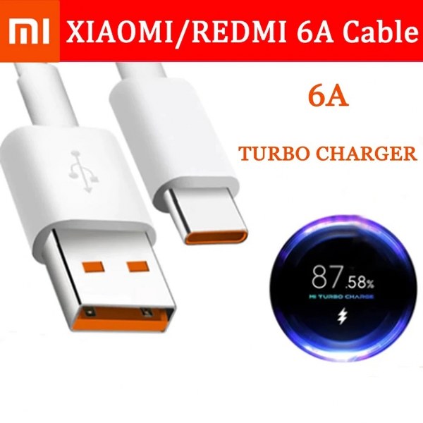 100% Original Xiaomi 6A 33w 55w 67W 120W Turbo Charger Cable MI Turbo ...