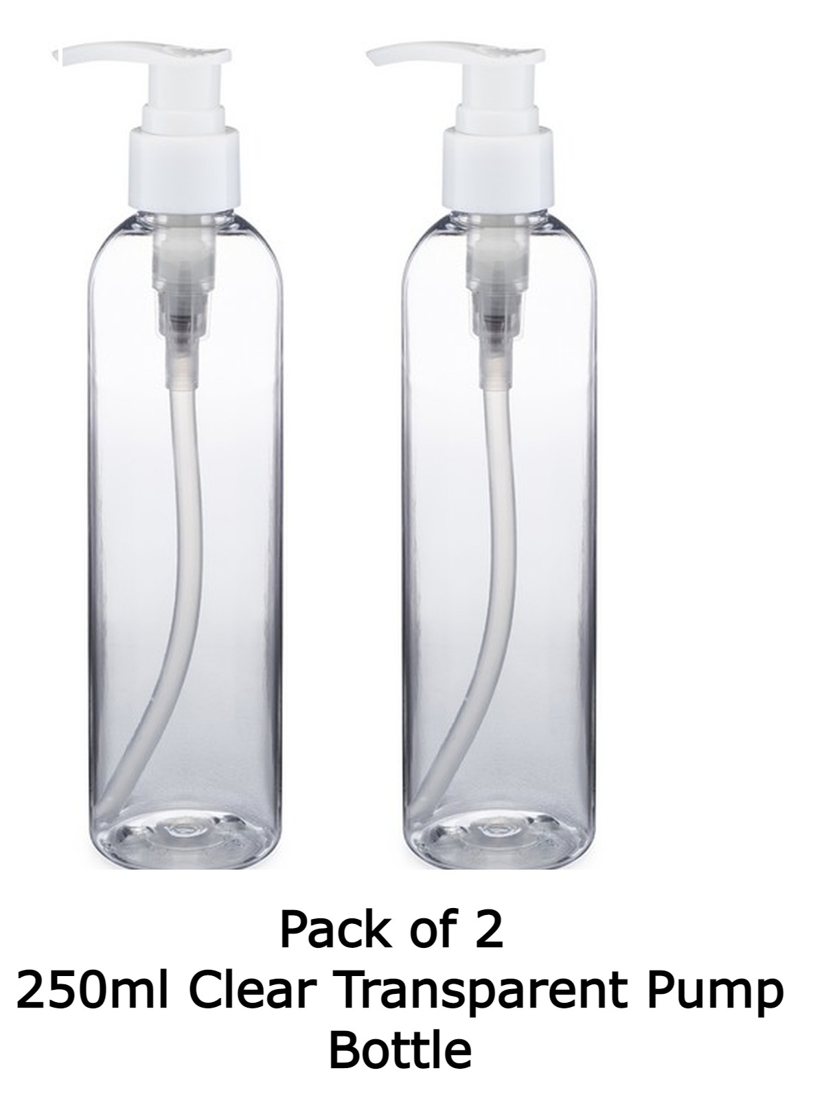 Pack of 2 Clear Transparent Empty Plastic Pump Bottles 250ml Travel ...
