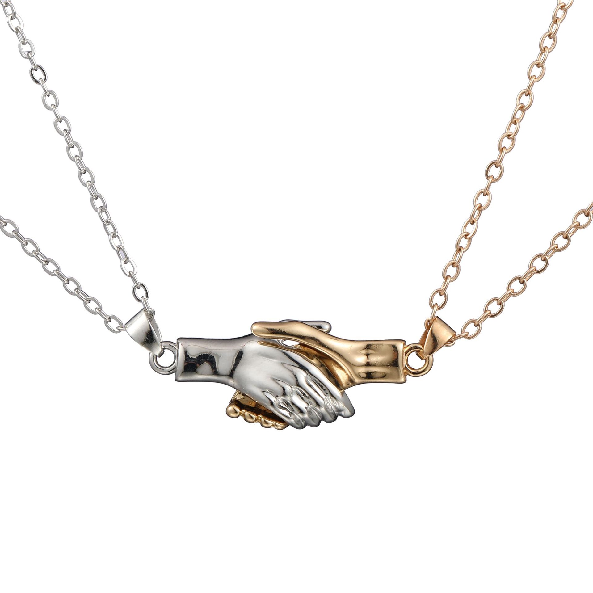 Handshake Magnet Suction Couple Necklace Simple Fashion Men and Women ...