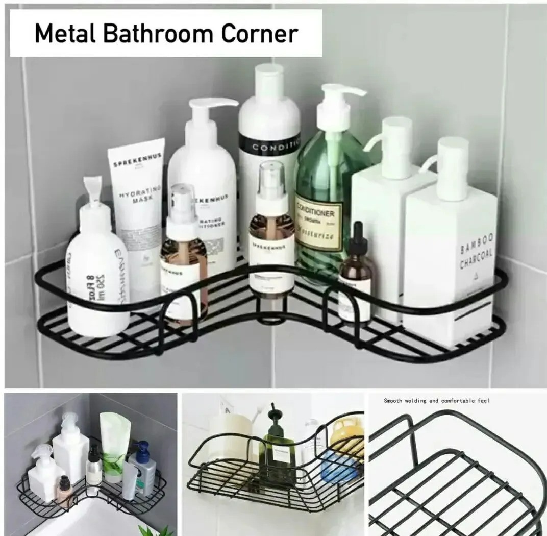 Bathroom kitchen Punch Metal Corner Frame Shower Shelf Wrought Iron ...