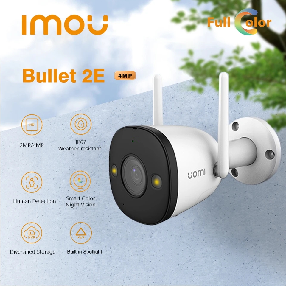 IMOU Bullet 2E 5MP 3K Built-in Spotlight Full Color WiFi Camera Outdoor ...