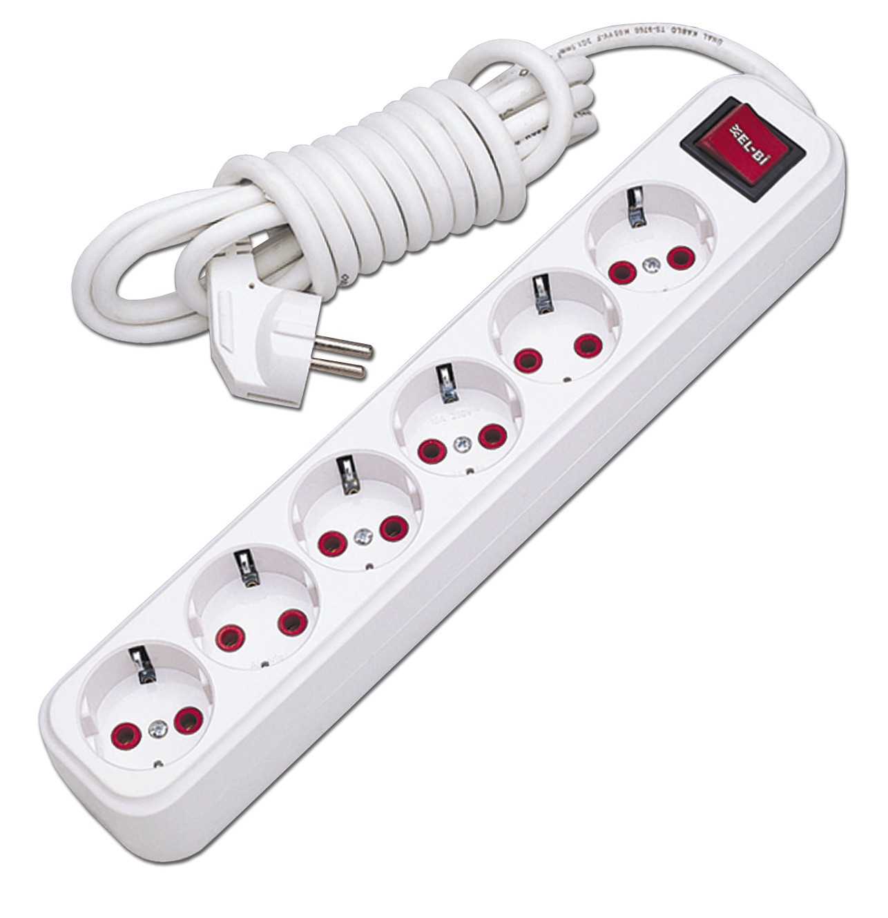 ELBi 6 Earthed Schuko Sockets Extension board with Switch. Made in ...