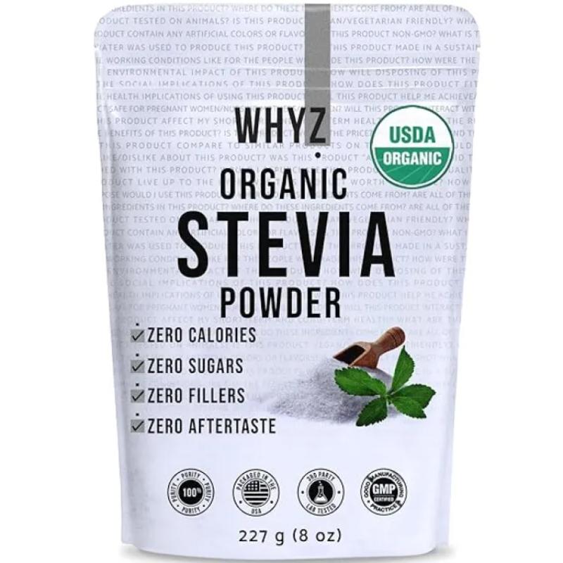 WHYZ Organic Stevia Powder, ,250g Pure Stevia Sweetener For Sugar ...