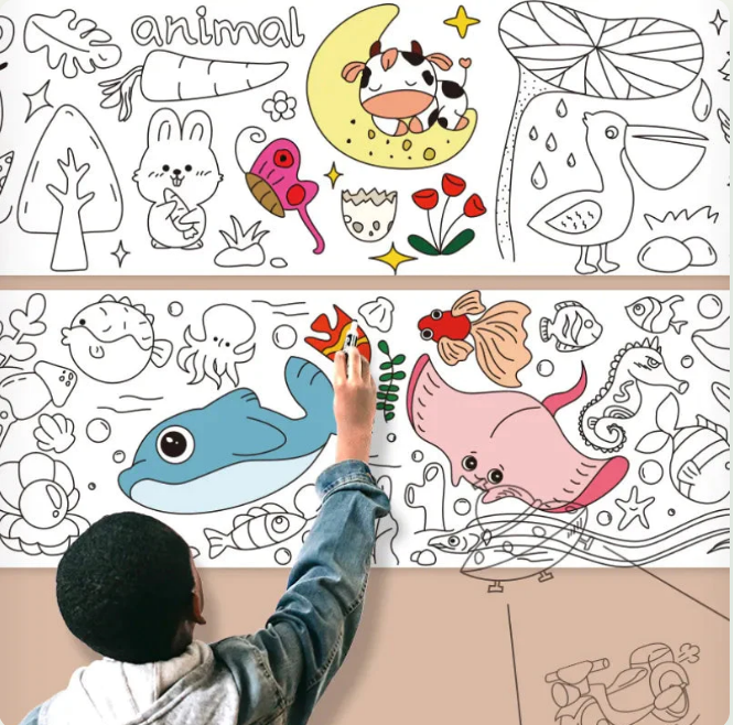 Kido Kraze Children's Drawing Roll, Coloring Paper Roll for Kids ...