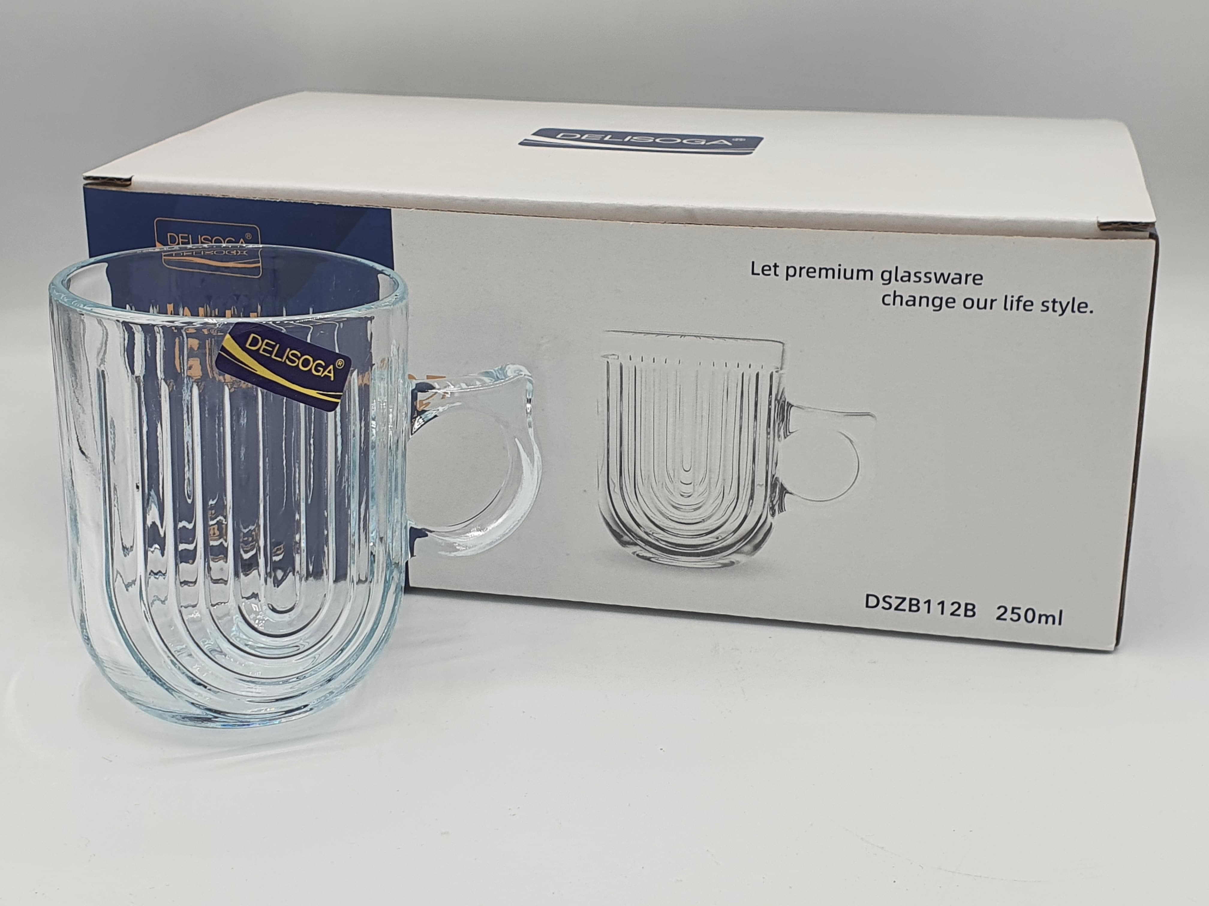 DELISOGA - GLASSWARE TEA CUPS/TEA MUGS - MULTI DESIGNS 6 Piece Set ...