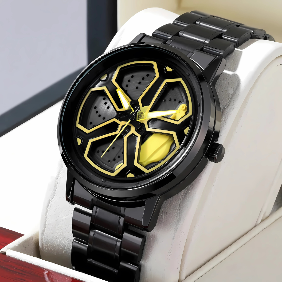 Rotating Wheel Dial Watch for Men New Fashion Stainless Steel Car Wheel ...