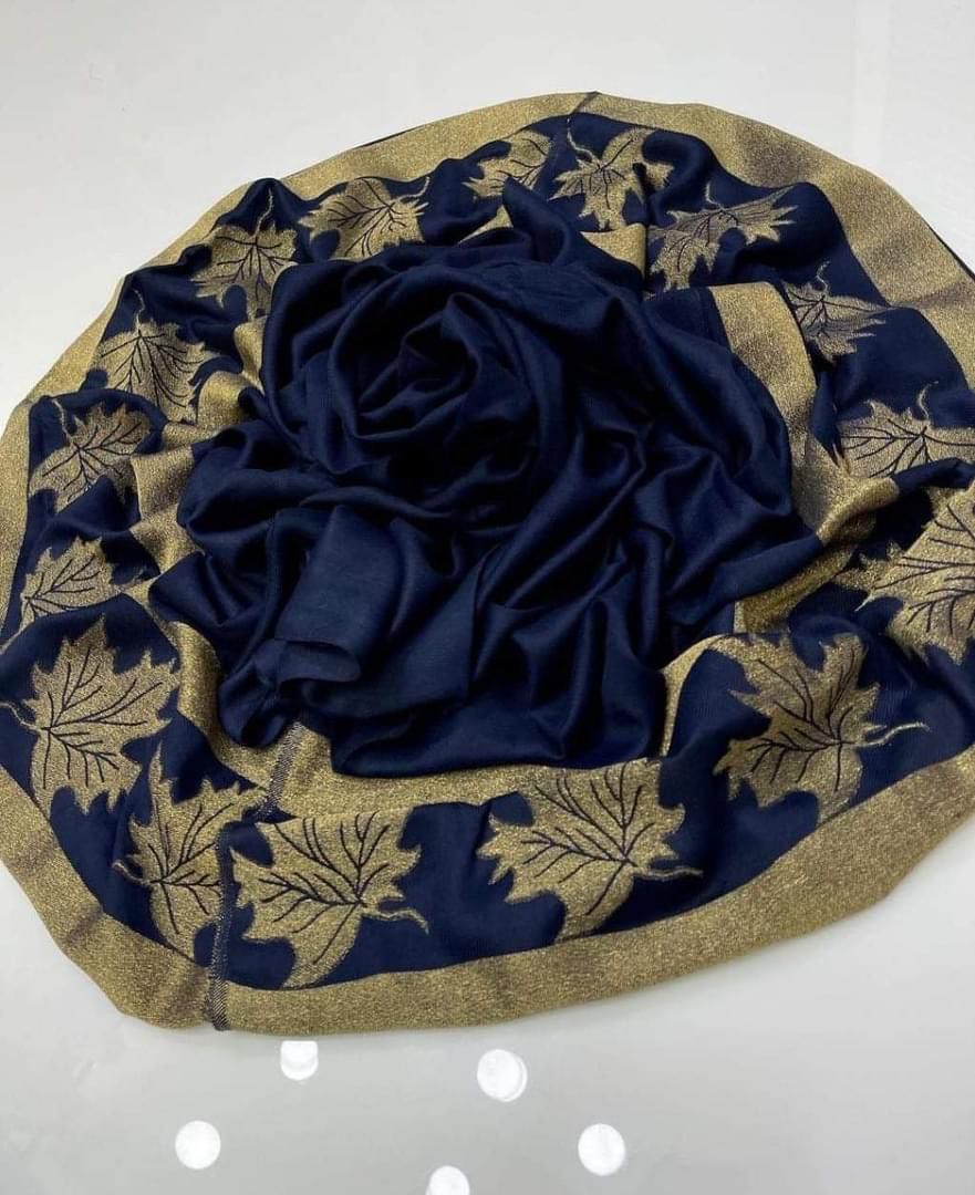 Leaves Design Pashmina Wool Shawl Export Quality - Treding Women Shawl ...