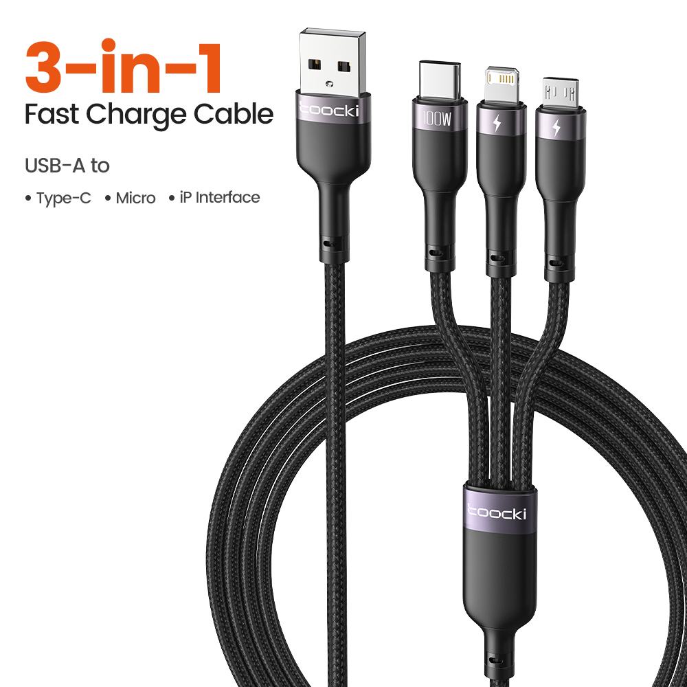 Toocki 3 in 1 USB Type C Micro Cable for Xiaomi Poco X3 Redmi Huawei PD ...