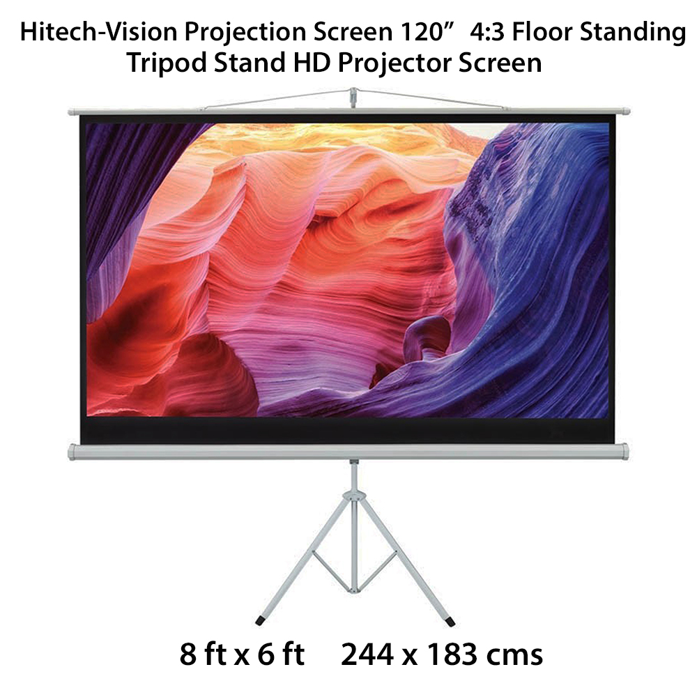 Hitech-Vision Tripod Stand Projector Screen - Matt White 120" 4:3 ( 8 ...
