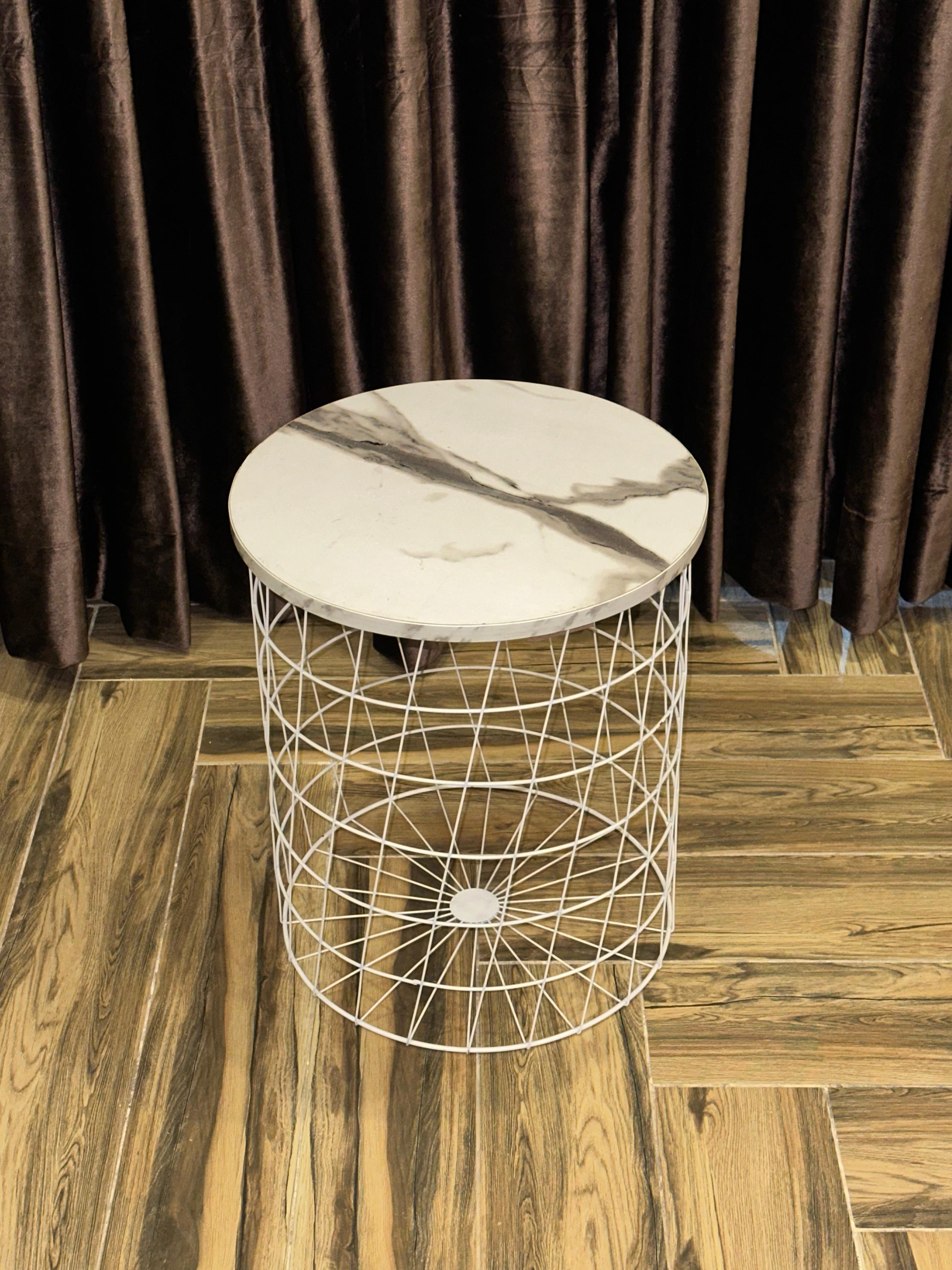 METAL WIRE REMOVABLE WOOD TOP IKEA DESIGN ROUND COFFEE SIDE TABLE ...