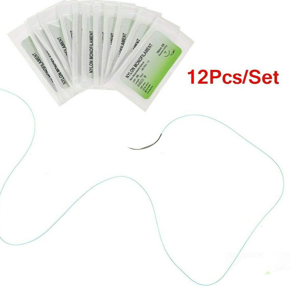 12 Pieces Silk Sutures Thread Natural Non-Absorbable Needle Silk Suture ...