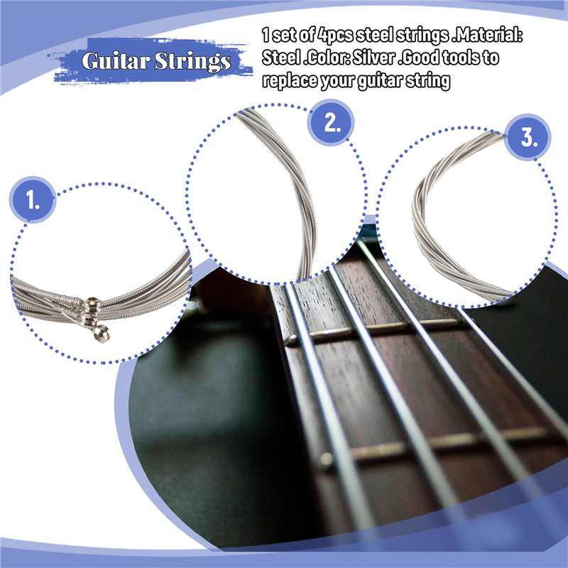 Set of 4 Steel Strings for 4 String Bass Guitar | Daraz.pk