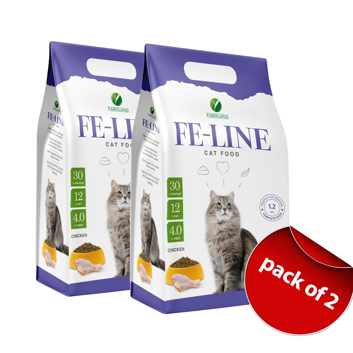 Feline Adult Cat Food Pack Of 2 (1.2 Kg +1.2 Kg) | Daraz.pk