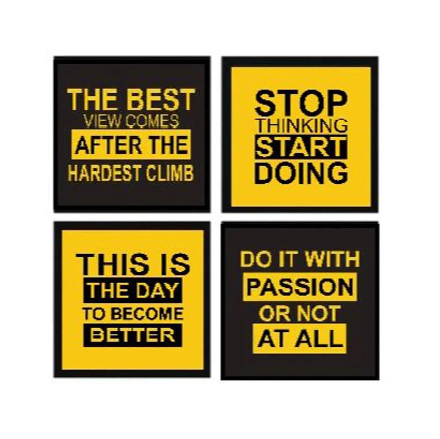 Pack of 4 Motivational Quotes Frames - Glass Front with Free Print 7x7 ...
