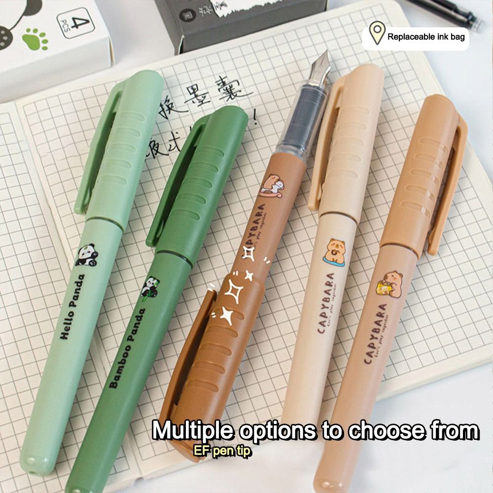 4Pcs Cute EF Tip Capibara Fountain Pen Replacable Ink Quick-drying ...